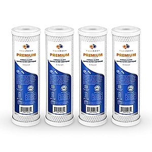 Aquaboon Universal 5 Micron 10 x 2.5 inch Cartridge | Premium Whole House Replacement Water Filter Cartridge | Coconut Shell Activated Carbon Block CTO | Compatible with Whirlpool WHA2BF5, 4 Pack