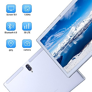 TABASTHER 10.1 inch Android 10 Metal Ultra-Thin Flat Panel Dual SIM Card Slot 2.5D Flat Glass Touch Screen 2GB RAM 32GB ROM 3G Phablet Built-in Bluetooth WiFi GPS Tablet with (Silver)