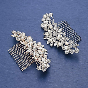 Hapibuy Crystal Wedding Hair Comb Bridal Hair Comb Pearl Wedding Headpiece Silver Hair Accessories