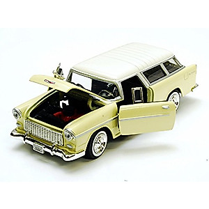 1955 Chevy Bel Air Nomad, Yellow - Motormax 73248 - 1/24 Scale Diecast Model Toy Car