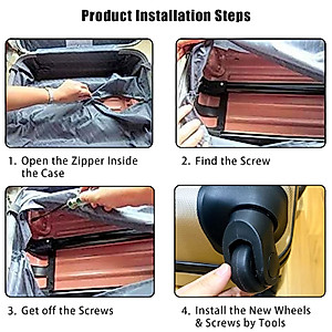 1 Pair Luggage Suitcase Wheel, A08 Trunk Luggage Wheel Spare Part (W041-2 Small) Plastic 360 Swivel Universal Wheel Replacement Luggage Wheel for suitcases/Draw Bar Box