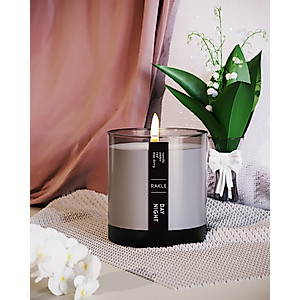 RAKLE Candles for Home Scented – Vanilla Amber Scented Candle 7.4 oz – Premium Soy Wax Blend Candle Jar with Lid for Home, Meditation, Aromatherapy – Delightful Long Lasting Scents