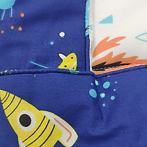 Brandream Baby Boys Crib Bedding Sets Outer Space Rocket Planet Astronaut Nursery Bedding Set,3 Piece Baby Newborn Crib Comforter Sets 100% Cotton, Navy/White