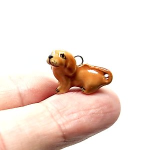 SSJSHOP Dachshund Dollhouse Small Figurines Hand Painted Ceramic Animals Dog Lover Collectible Gift Home Garden Decor (Pendent), Black