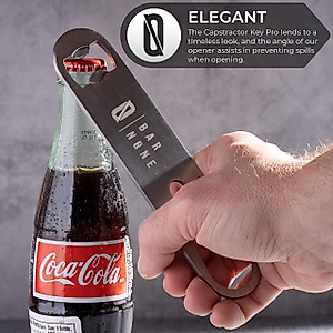 BAR NONE The Capstractor Key Pro | Bottle Cap Opener Bar Key Beer Speed Bartender Church Key, Stainless