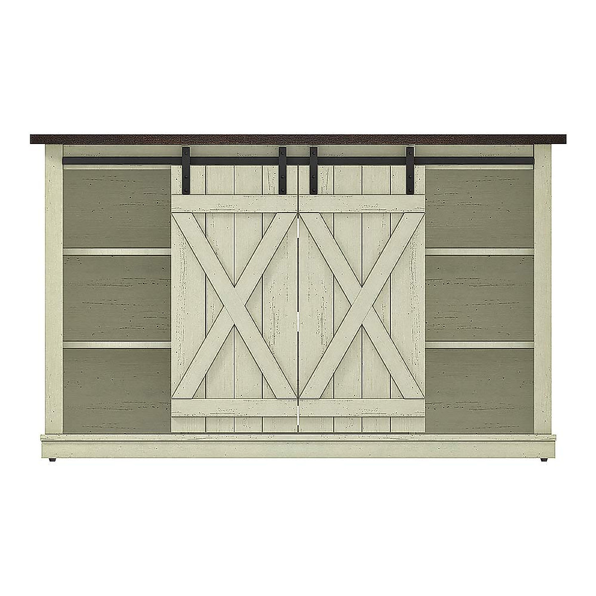 Pamari Wrangler Sliding Barn Door TV Stand, Off-White