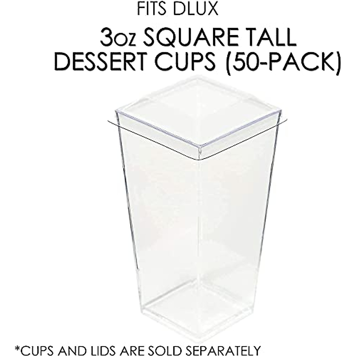 DLux 50 Lids for 3 oz Square Tall Mini Dessert Cups