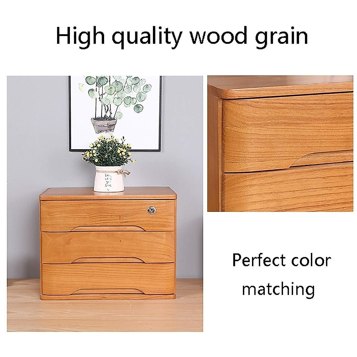 YUZDNM Wooden Desktop Storage Box with Lockable Drawers, Office Supplies A4/Receipt File Organizer, Flat File Cabinet (Color : White, Size : 2 Layer)