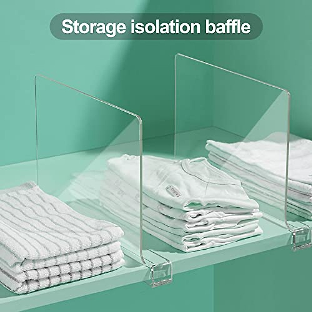 kingdalux 4Pack Acrylic Shelf Dividers for Closets Organization, Clear Shelve Divider for Purses Organizer and Clothes Storage Separators Shelves, for Bedroom,Kitchen, Cabinets, Bathroom, Office