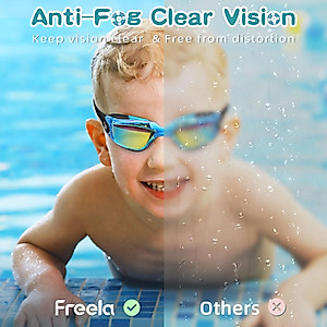 Freela Goggles for Kids 6-14, 2 Packs Swim Goggles for Kids 3-6, Toddler Teens Girls Boys Swimming Goggles,Kids Pool Water Goggles