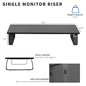 VIVO Monitor and Laptop Stand, 24 inch Desktop Riser, Black, STAND-V000D