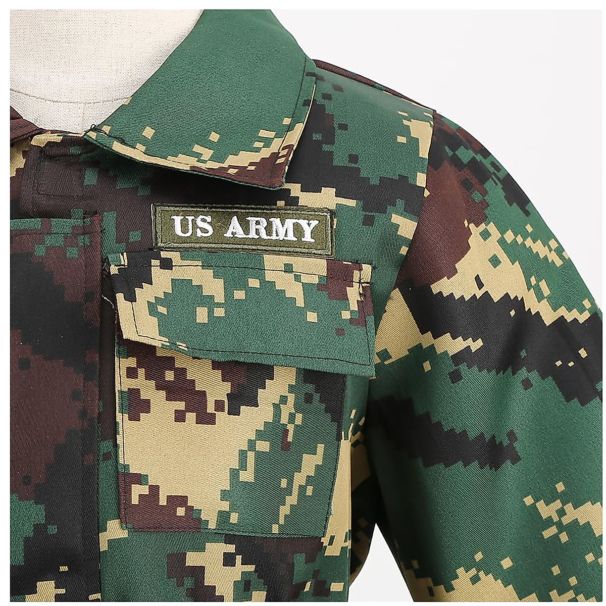 yolsun Deluxe Kid's Camo Combat Soldier Army Costume (10-12 Years, Dark green color)