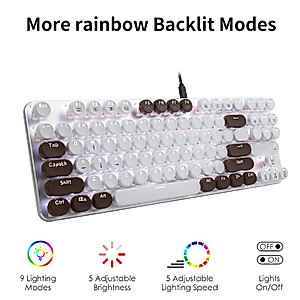 Z-66 Mechanical Gaming Keyboard, Rainbow LED Backlit, Fashionable PBT Keycaps, TKL 87Keys for Windows PC Gamer and Office (Red Switch)