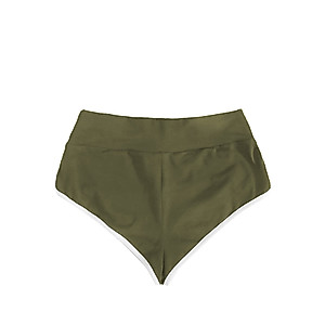 SweatyRocks Women's Sporty Elastic Waist Contrast Binding Mini Biker Shorts Army Green XS