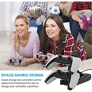 Find-MyWay PS5 Controller Charger, Dual USB Charging Station for Playstation 5 DualSense Controller Charger Charging Dock Station Stand with LED Indicator, Compatible for Sony PS5 DualSense Controller