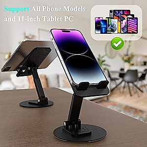 LDSXAY Rotatable Cell Phone Stand Height Adjustable Phone Holder for Desk Portable iPhone Stand, Foldable Cellphone Stand Compatible with All Mobile Phone iPhone 13 14 Pro Max 4-10'' Desk Accessories