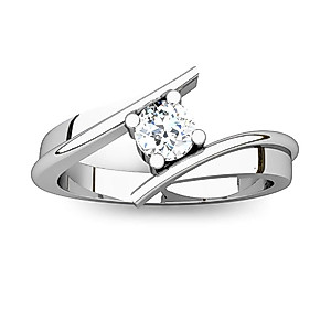 Engagement Ring 1/2 CT Round Cut Solitaire Moissanite Engagement Rings for Women 18k White Gold Free Engraving