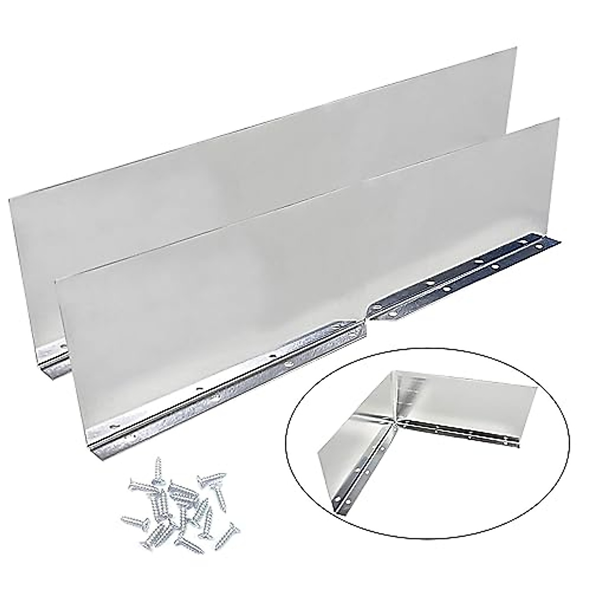 2 Pcs Rain Gutter Valley Splash Guards, Gutter Valley Splash Guards with 16 Screws, for House Residential Flat Shingle Roofs Corner