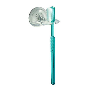 iDesign BPA-Free Plastic Bathroom Suction Toothbrush Holder - 2.75" x 2.25" x 2", Clear