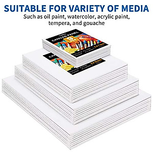 Painting Canvas Panels Multi Pack- 5x7",8x10",9x12",11x14" (9 of Each),Set of 36,100% Cotton Artist Canvas Boards for Painting,Primed White Canvas,for Acrylic,Oil Paint,Wet or Dry Art Media