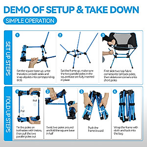 MARCHWAY Ultralight Folding Camping Chair, Heavy Duty Portable Compact for Outdoor Camp, Travel, Beach, Picnic, Festival, Hiking, Lightweight Backpacking (Sky Blue)