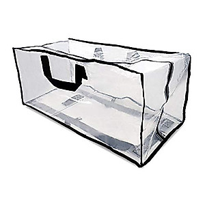Packing Bags for Moving – 6 Pack Clear Zippered Storage Bags with Handles, Plastic Storage Totes for Clothes, Linens, Pillows, Large Storage Bags for Organizing, Packing - 27x12x13.75