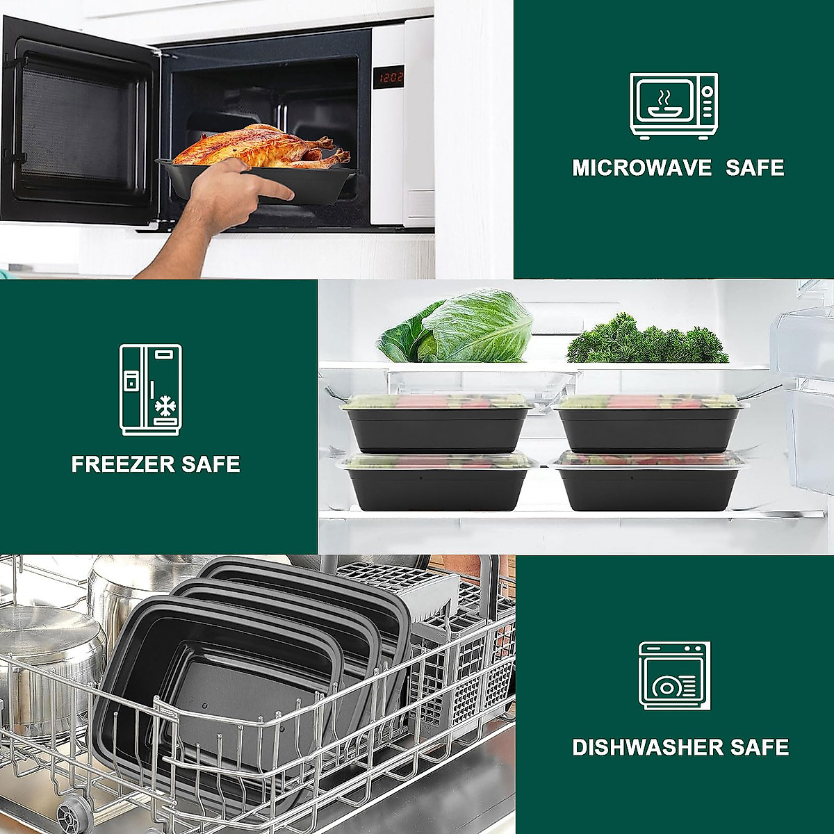 KEEP COLDER Meal Prep Containers 38 OZ, Plastic Food Prep Containers with Lids, BPA-Free, Stackable, Microwave, Dishwasher Safe Disposable To Go Containers for Meal Plan, 50-Pack