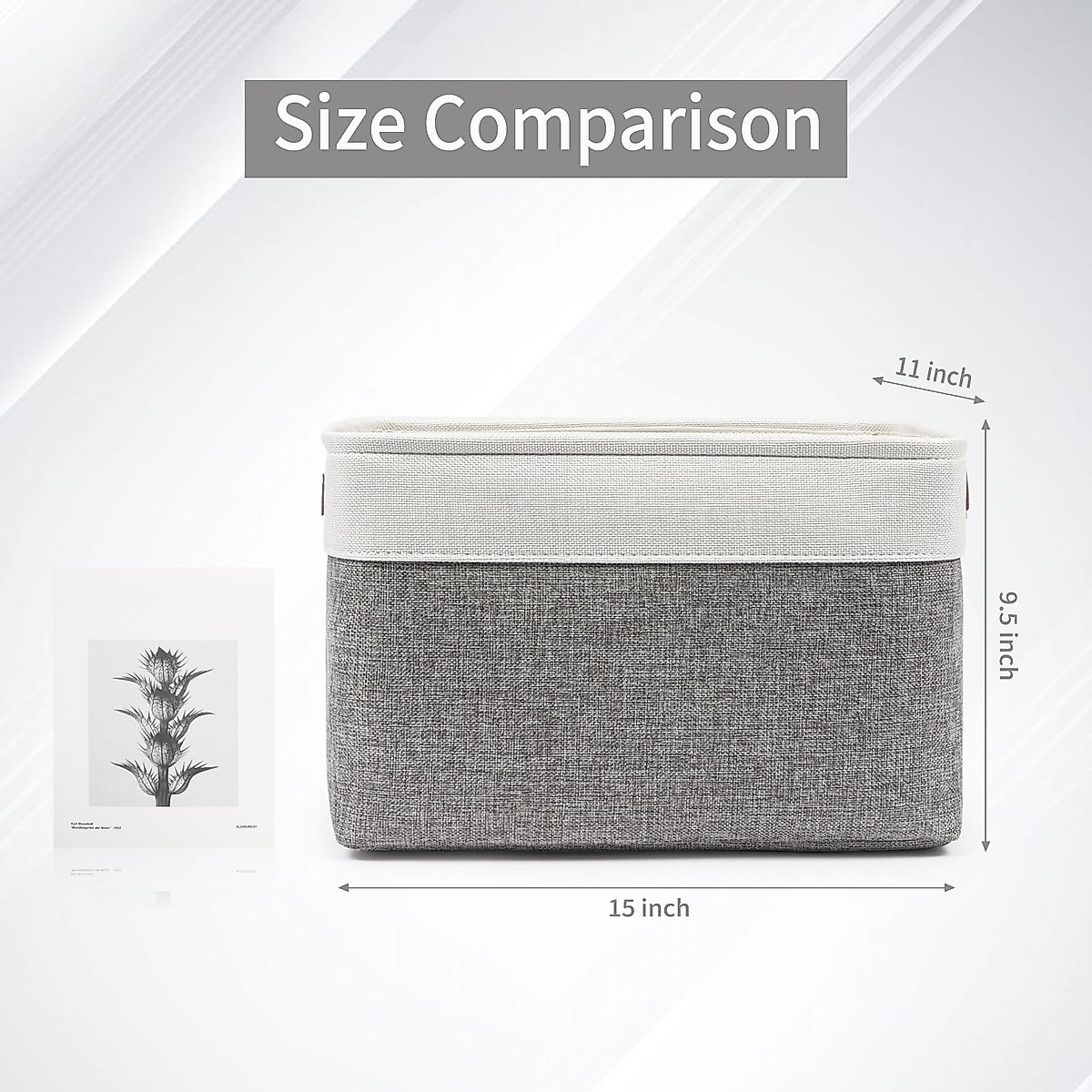 Bagnizer Fabric Storage Bin with Lids 14.6 x 9.5 x 9.5” [4 pack] + Linen Storage Basket 15 x 11 x 9.5” [3 pack] (White&Grey)