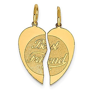 IceCarats 14K Yellow Gold Set Best Friend Necklace Charm Pendant