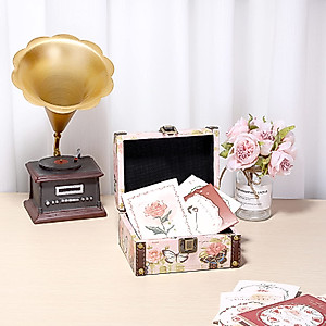 ELLDOO Decorative Treasure Chest Box, Wooden + PU Leather Storage Box for Jewelry Trinkets, Keepsakes box for Girls Women Gifts (Butterfly Pattern, Small)