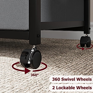 IDEALHOUSE Lateral File Cabinet with 3 Drawer, Mobile Filing Cabinet Rolling Printer Stand Fits A4 or Letter Size, Lateral Filing Cabinet with Wheels, Under Desk Storage Cabinet for Home Office, Grey