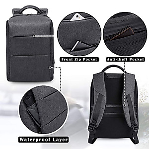 JUMO CYLY Anti-Theft 17inch Business Laptop Backpacks with USB, Water Resistant College School Backpack Fits 15.6 Inch Laptop