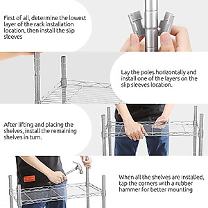 Cozzine 5 Tier Storage Shelves, Adjustable Storage Shelves 21"x 11"x 59" Heavy Duty Steel Tube Wire Shelving Unit (Silver)