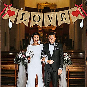 Love Burlap Heart Banner | Valentines Day Decorations | Valentines Garland | Valentine Photo Props | Engagement Banner Decorations | Wedding Banner Decorations | Anniversary Banner Decorations