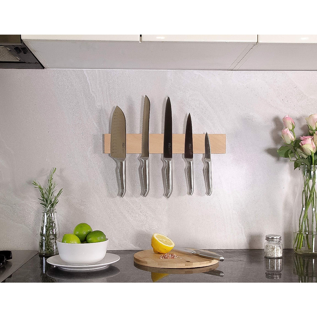 16" Beechwood Wall mounted Magnetic Knife Strip by RESINAT