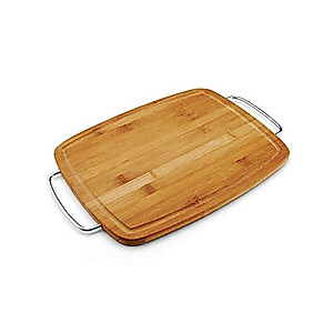 Farberware Cutting Board with Metal Handles, 11x14-inch, Bamboo