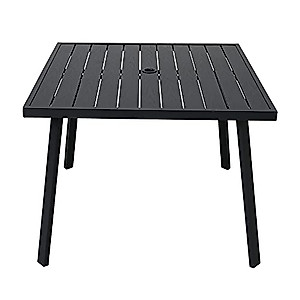 Goohome 5-Piece Patio Furniture Set with Umbrella Hole, All Weather PE Wicker Durable Outdoor Dining TableSet and 4 Rattan Chairs, for Porch Garden Poolside Backyard, Multi-Scene Use