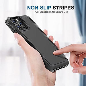 MAXCURY for iPhone 14 Pro Max Case, Heavy Duty Shockproof Dual Layer Rugged Full-Body Protective Phone Cover, 2 in 1 Slim Fit Silicone Rubber Phone Case for Men & Women (Black)