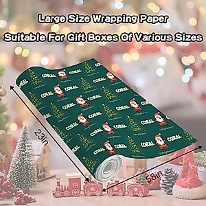 Custom Christmas Wrapping Paper for Kids with Name, Gift Wrapping Paper for Christmas Gifts Wrap, Christmas Wrapping Paper Jumbo Rolls for Adult, Personalized Christmas Wrapping Paper Clearance