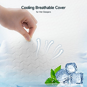 ONBRILL 4 Inch Mattress Topper Cal King, Cooling Gel Memory Foam Bed Topper with Cooling Cover, Bamboo Charcoal Infused, Soft & Pressure Relief & Non-Slip, Dorm/Guest, CertiPUR-US & Oeko-Tex Certified