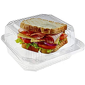 9 x 5 Dessert cake roll container Clear Hinged Lid disposable 9 x 5 great for Loaf Deep Cookies plastic containers disposable donut sandwich clamshell containers for food Takeout Trays (Pack of 25)