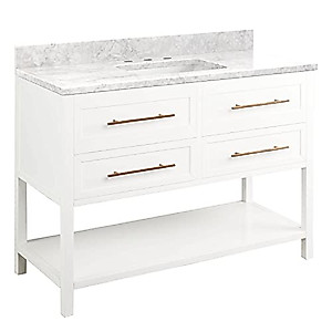 Signature Hardware 953332-48-RUMB-8 Robertson 48" Free Standing Single Vanity Cabinet Set with Wood Cabinet, Vanity Top and Rectangular Undermount Sink - 8" Faucet Holes