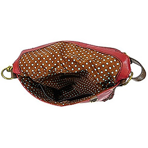 CHALA Charming Crossbody Shoulder Handbag With Zipper Flap Top and Key Fob- Burgundy (Metal Dragonfly)