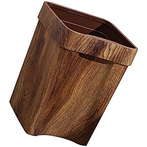 Cabilock Imitation Wood Grain Trash Can Garbage Can for Car Office Dustbin Trash Can for Car Decorative Trash Can Car Trash Cans Trash Cans for Cars Counter Trash Can Food Waste Bin Plastic