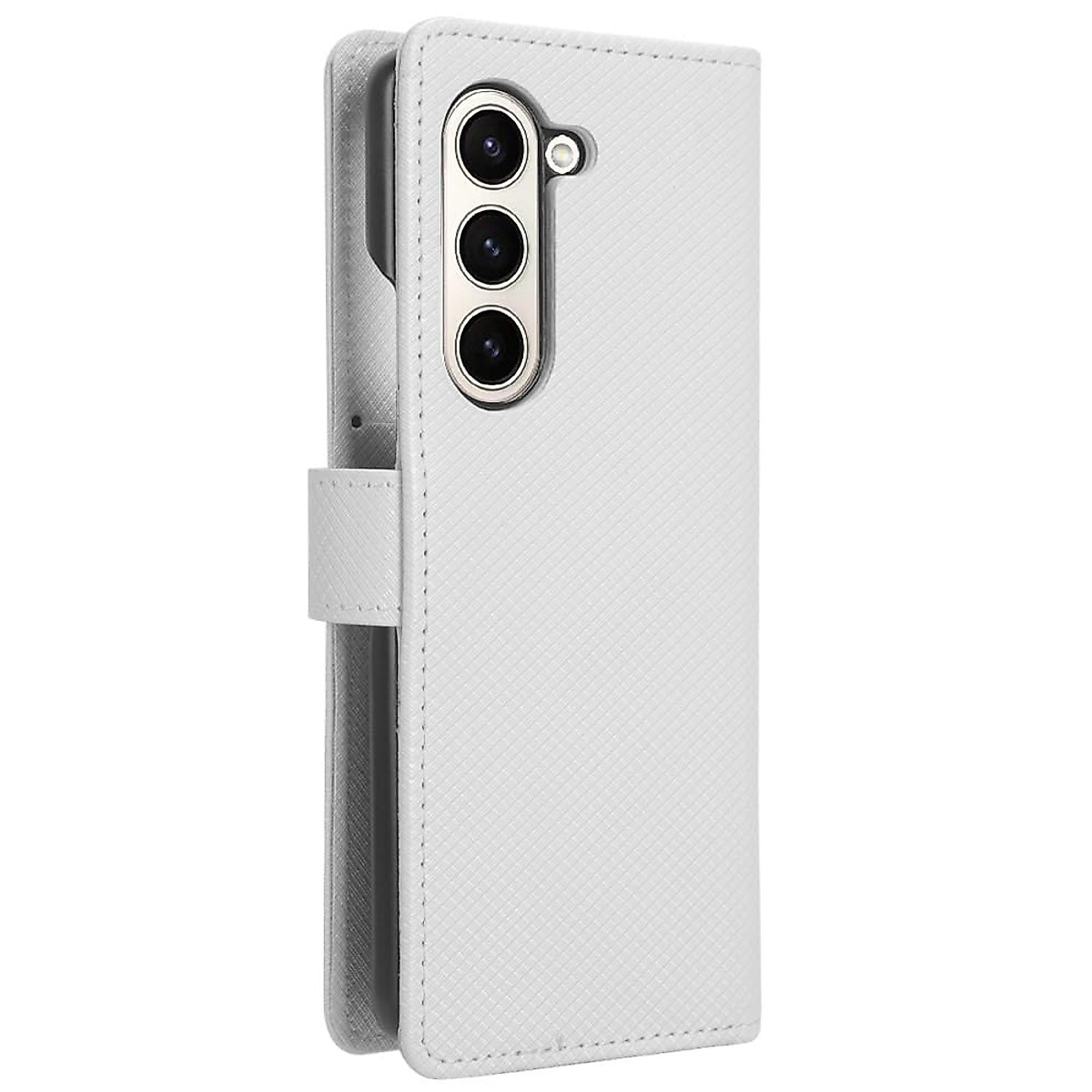 Elubugod Compatible with Samsung Galaxy Z Fold 5 Leather Case Cover,PU Leather flip Cover Compatible with Samsung SM-F946U1 Galaxy Z Fold5 / SM-F946B/DS SM-F946N SM-F946W Case Cover White