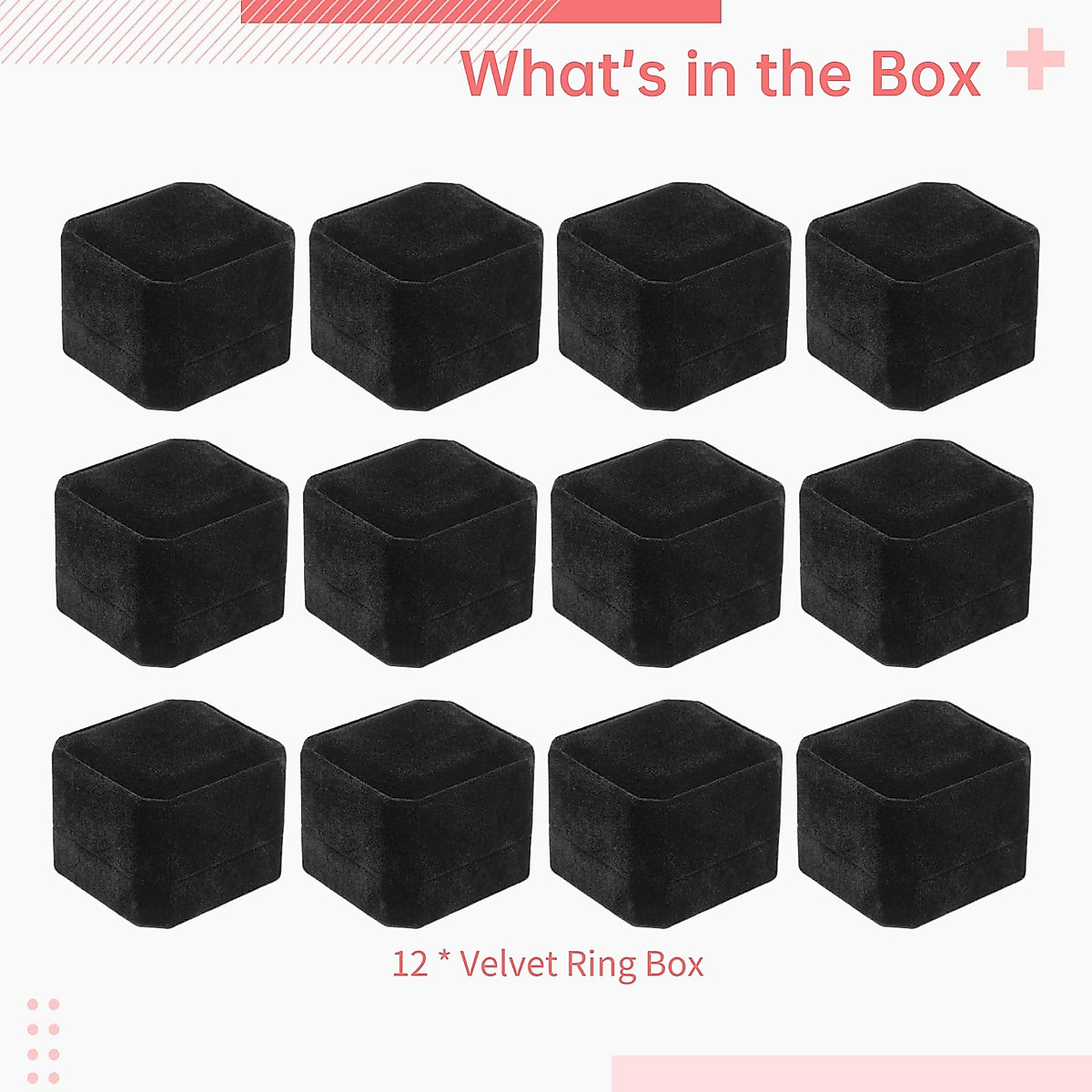 Tideme 12 PCS Velvet Ring Boxes, Earring Pendant Case, Ring Box for Wedding, Engagement Ring Box, Jewelry Gift Box, Display Box for Rings, Earrings