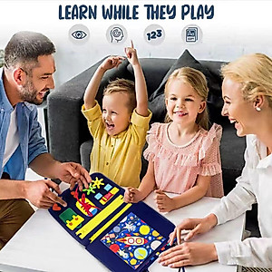 ALKISS Busy Board,26-in-1 Montessori Toys for Toddler, Sensory Board with Alphabet and Calendar for Learning Fine Motor Skills, Portable Travel Toy, Preschool Educational Toys Gift for Boys Girls