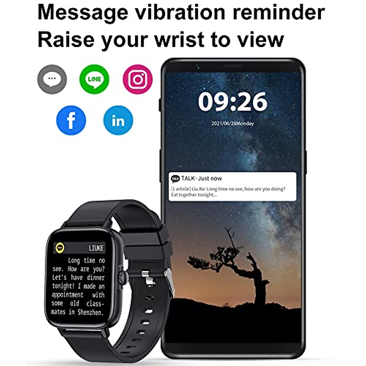 Fitness Tracker Heart Rate Monitor Blood Pressure Blood Oxygen Monitor Pedometer Watch Sleep Tracker Waterproof Smart Watch for Android Compatible iPhone Fitness Trackers for Men Women