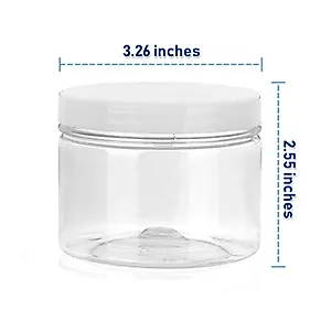 Slime Containers with Water-tight Lids (8 oz, 12 Pack) - Clear Plastic Food Storage Jars with Individual Labels- Great for your slime kit - BPA Free