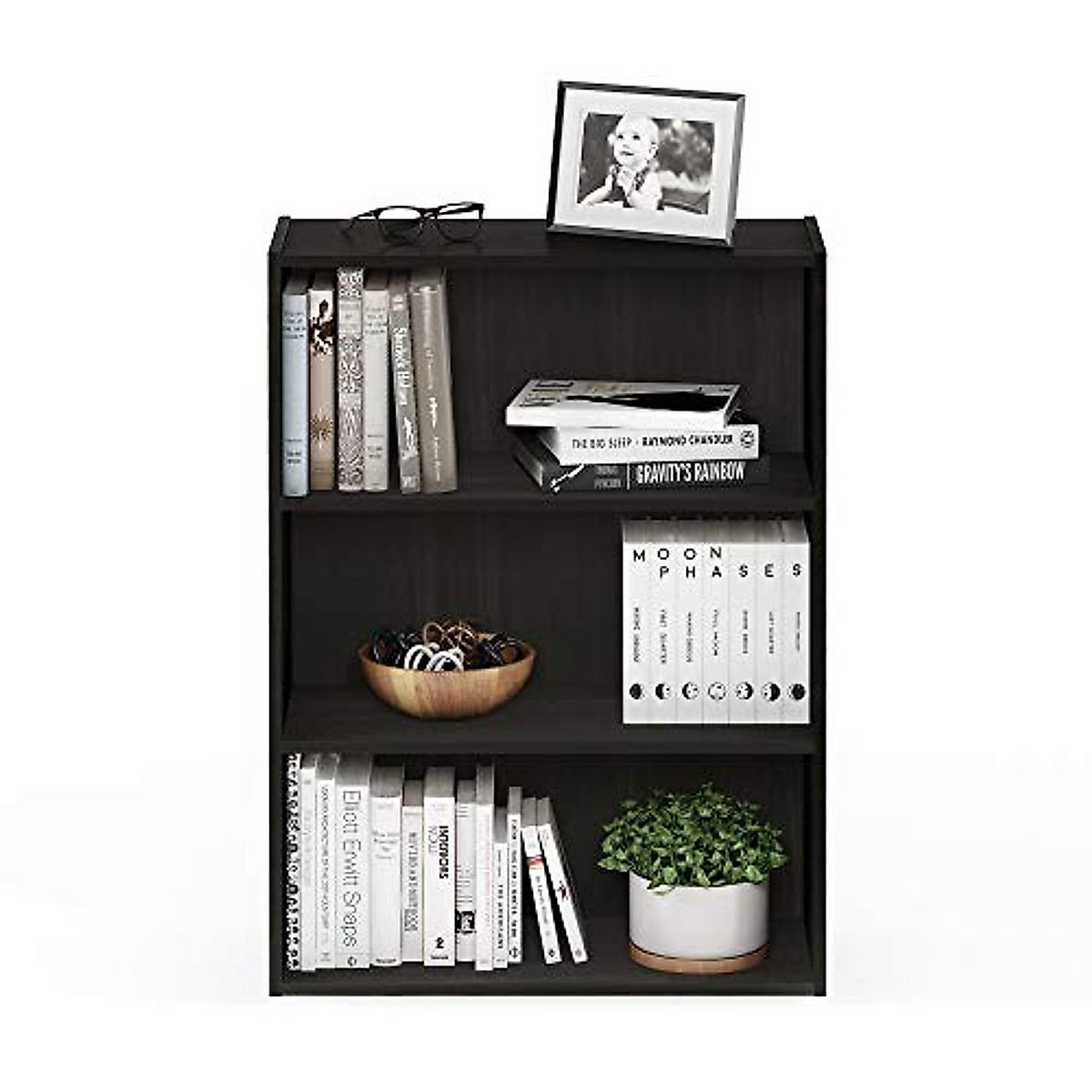 Furinno Pasir 3-Tier Open Shelf Bookcase, Espresso